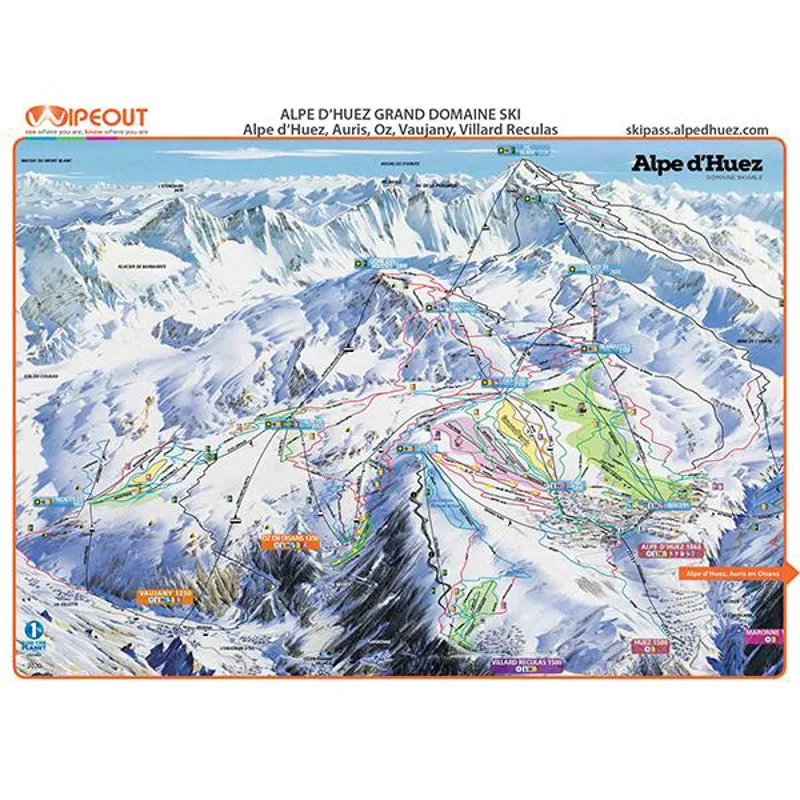 Alpe D'Huez Piste Map for Skiing and Snowboarding