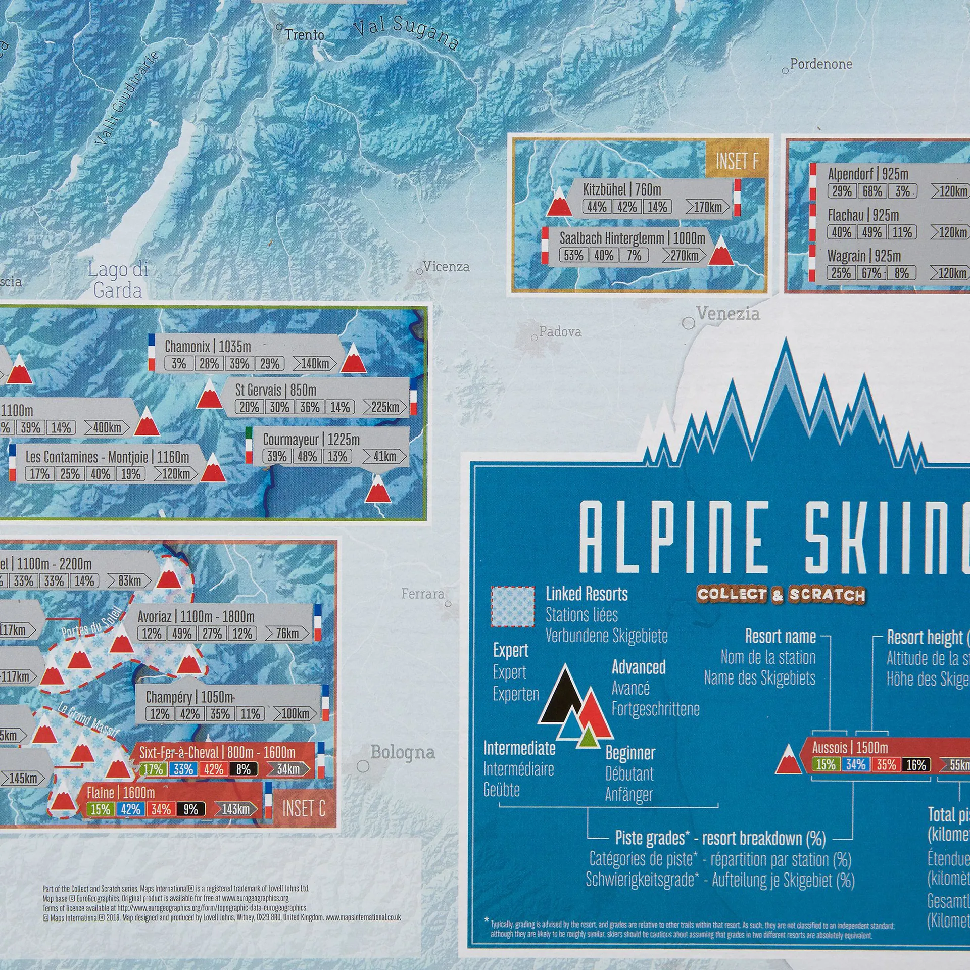 Scratch Off Ski Resorts Map Pistes Europe Tick Off Where You Ski