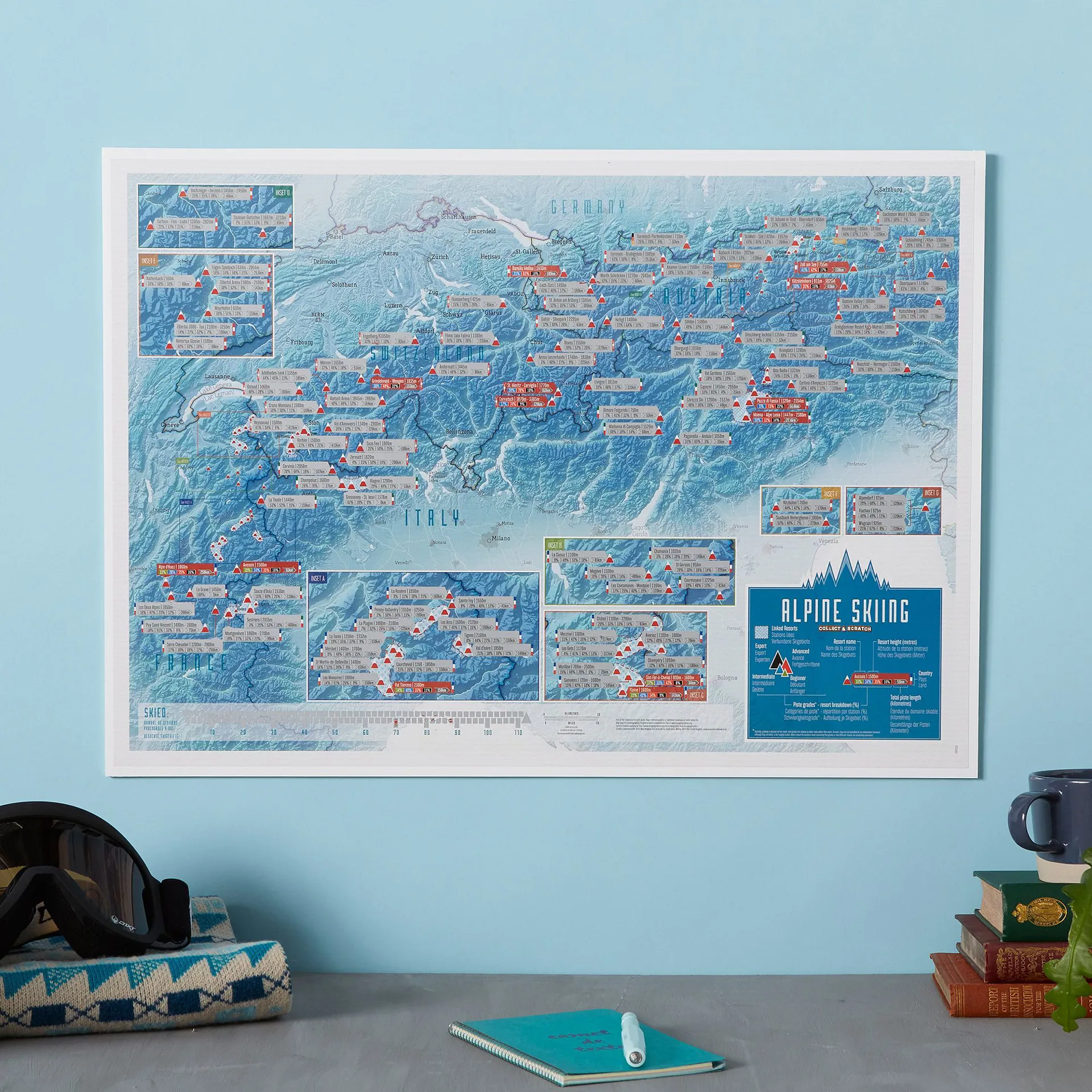 Scratch Off Ski Resorts Map Pistes Europe Tick Off Where You Ski